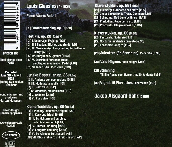 Jakob Alsgaard Bahr, Louis Glass Piano Works Vol. 1 CD, från 184 kr i ...