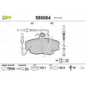 Valeo Bromsbeläggssats, skivbroms 598084 - Sammenlign priser hos Prisjakt