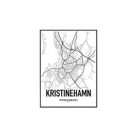 Wallstars Kristinehamn Karta Illustration/Text Svartvit 61x91 cm 699 ...