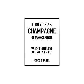 Wallstars I Only Drink Champagne Coco Chanel Text Svartvit 50x70 cm 159 ...