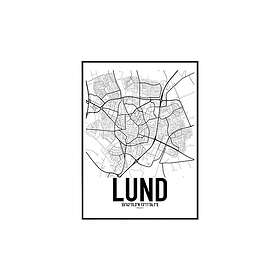 Wallstars Lund Karta Illustration/Text Svartvit 40x50 cm 764-40X50 - Hitta bästa pris på Prisjakt