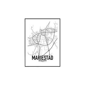 Wallstars Mariestad Karta Illustration/Text Svartvit 30x40 cm 778-30X40 ...