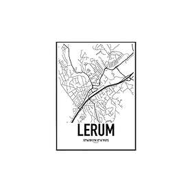 Wallstars Lerum Karta Illustration/Text Svartvit 61x91 cm 731-61X91 ...