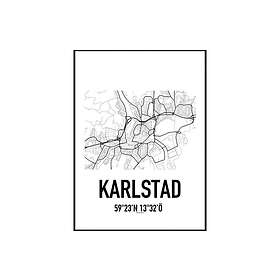 Wallstars Karlstad Karta Illustration/Text Svartvit 40x50 cm 809-40X50 ...