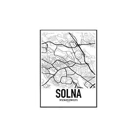 Wallstars Solna Karta Illustration/Text Svartvit 30x40 cm 756-30X40 ...