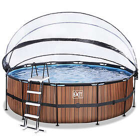 Exit Wood Pool Ø450X122Cm Med Sandfilterpump Och Tak Brun Pooler ...