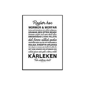 Wallstars Mormor och Morfars Regler Text Svartvit 30x40 cm - Hitta ...