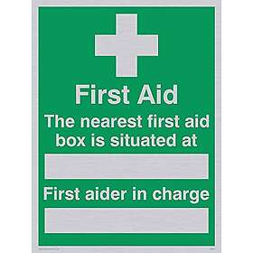 Viking Signs skyltar SX467-A5P-SV"Första hjälpen närmaste ask för ...