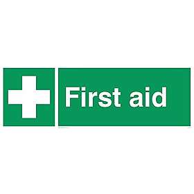Viking Signs skyltar SX459-L62-1M skylt med "First Aid", 1 mm halvstyv ...