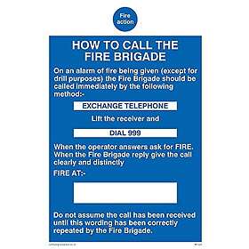 Viking Signs MF324-A6P-3M"Fire Action How To Call The Fire Brigade ...