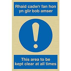 Viking Signs skyltar MA924-A4P-G "Rhaid Cadw'r Fan Hon Yn Glir Bob ...