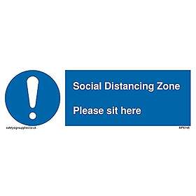 Viking Signs Förpackning med fem Social Distancing Zone Please sit Here ...