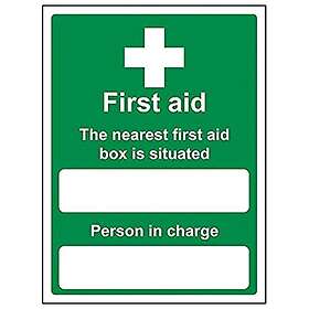 V Safety V "Den närmaste förstahjälpen är placerad" skylt, (paket med 3 ...