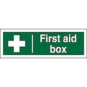 Seco First Aid Box-skylt, 300 mm x 100 mm självhäftande vinyl, Från 42 kr