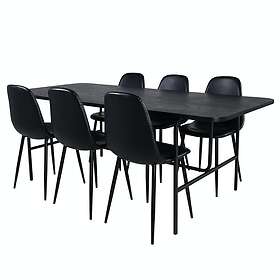 Venture Home Matgrupp Chicago Svart med 6 Pobbie Stolar Uno Dining ...