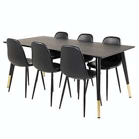 Venture Home Matgrupp Disa med 6 Pobbie Stolar Konstläder Dipp Dining ...