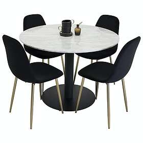 Venture Home Matgrupp Estelle Vit med 4 Pobbie Stolar Round Dining ...