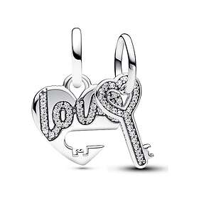 Pandora Moments Splittable Heart & Key Dangle Charm Sterling silver ...