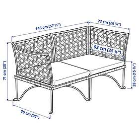 IKEA JUTHOLMEN 2-sits modulsoffa, utomhus, mörkgrå/kuddarna ljust ...