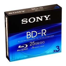Best pris på Sony BD-R 25GB 6x 3-pakning Jewelcase Blu-ray plater for ...