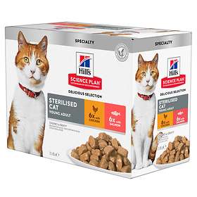 Hills Feline Delicious Selection Sterilised Cat Young Adult Pouch 48x0 ...