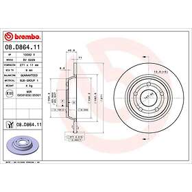 Brembo Bromsskiva 08.D864.11 - Sammenlign priser hos Prisjakt