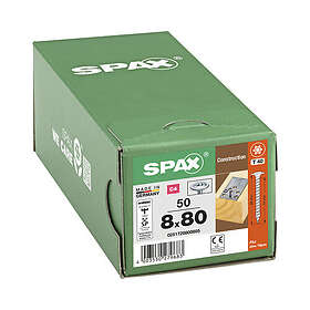 SPAX Konstruktionsskruv C4 8,0x80 T30 50-pack, Från 399 kr