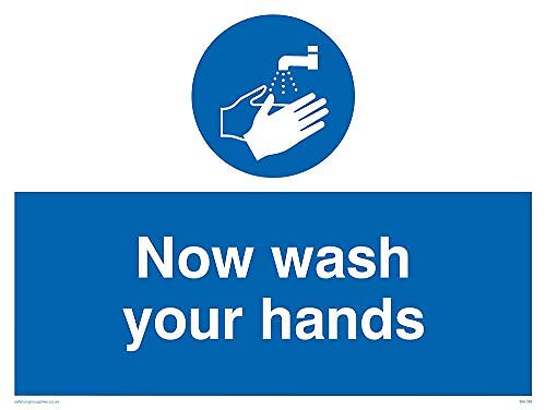 Viking Signs skyltar MH198-A3L-V"Now Wash Your Hands" skylt, vinyl, 300 ...