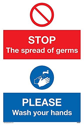 Viking Signs STOP germs Please wash your hands skylt Plast styv 3 mm ...