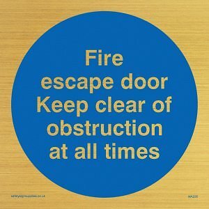 Viking Signs MA225-S15-GV "Fire Escape Door Keep Clear Of Obstruction ...