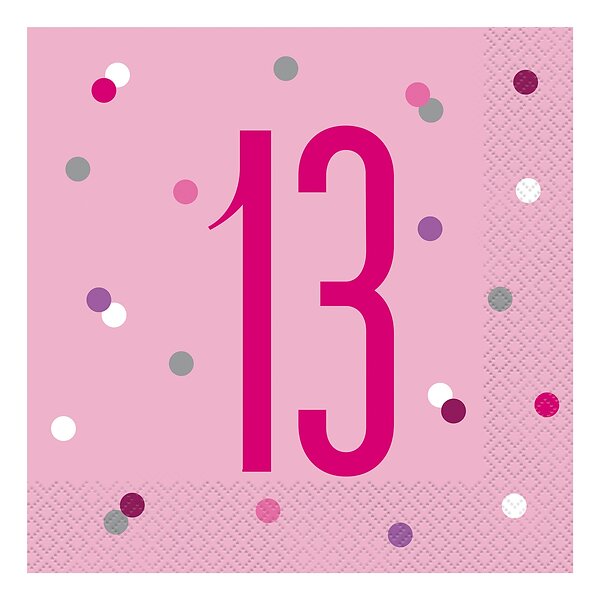 Unique Party Servetter Siffra Rosa Siffra 13, från 24 kr i butiker på ...