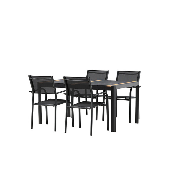 Venture Home Matgrupp Togo med 4 Santorini Stolar Dining Table- Black ...