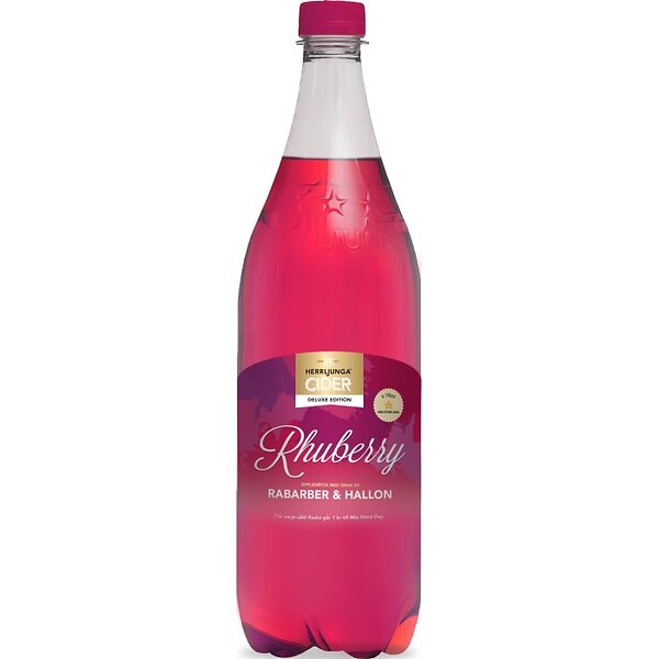 Herrljunga Cider DeLuxe Rhuberry Äppeldryck Rabarber & Hallon 100cl ...