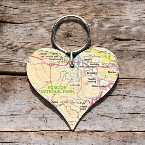 OS Map Wooden Heart Key-ring Exmoor National Park Best Price | Compare ...