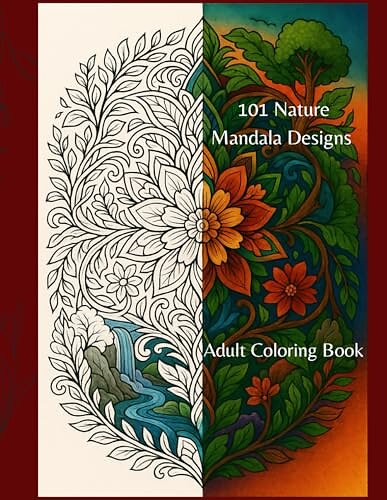 101 Natur Mandala Designs Coloring Book för Vuxna, Från 128 kr