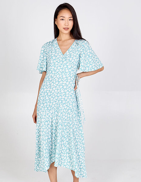 Blue Vanilla Angel Sleeves Wrap Midi Dress - Price from £15