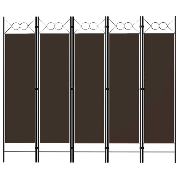 vidaXL 5-Panel Brown Room Divider 200x180cm (737222) - Price from £52.85