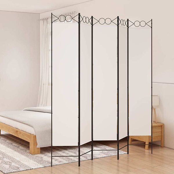 vidaXL 5-Panel White Fabric Room Divider 200x220cm (1916998) - Price ...