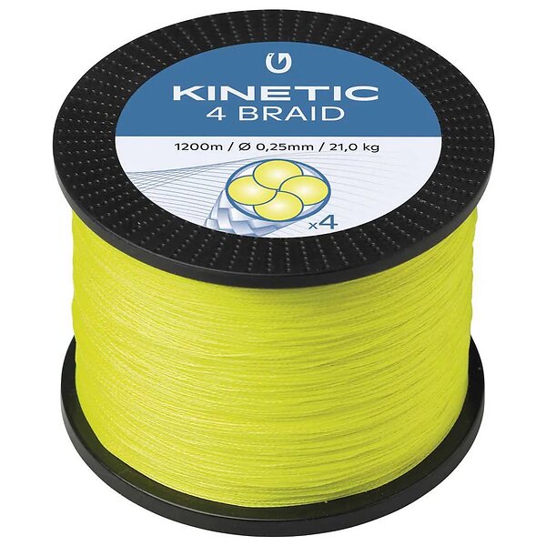 Kinetic Cyber 4 Braided Line 1200 M Gul 0,250 mm, Från 390 kr