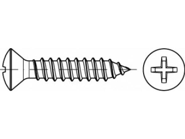Toolcraft TO-5433261 Slitsad plåtskruv 45 mm Stjärnskruvmejsel Philips ...